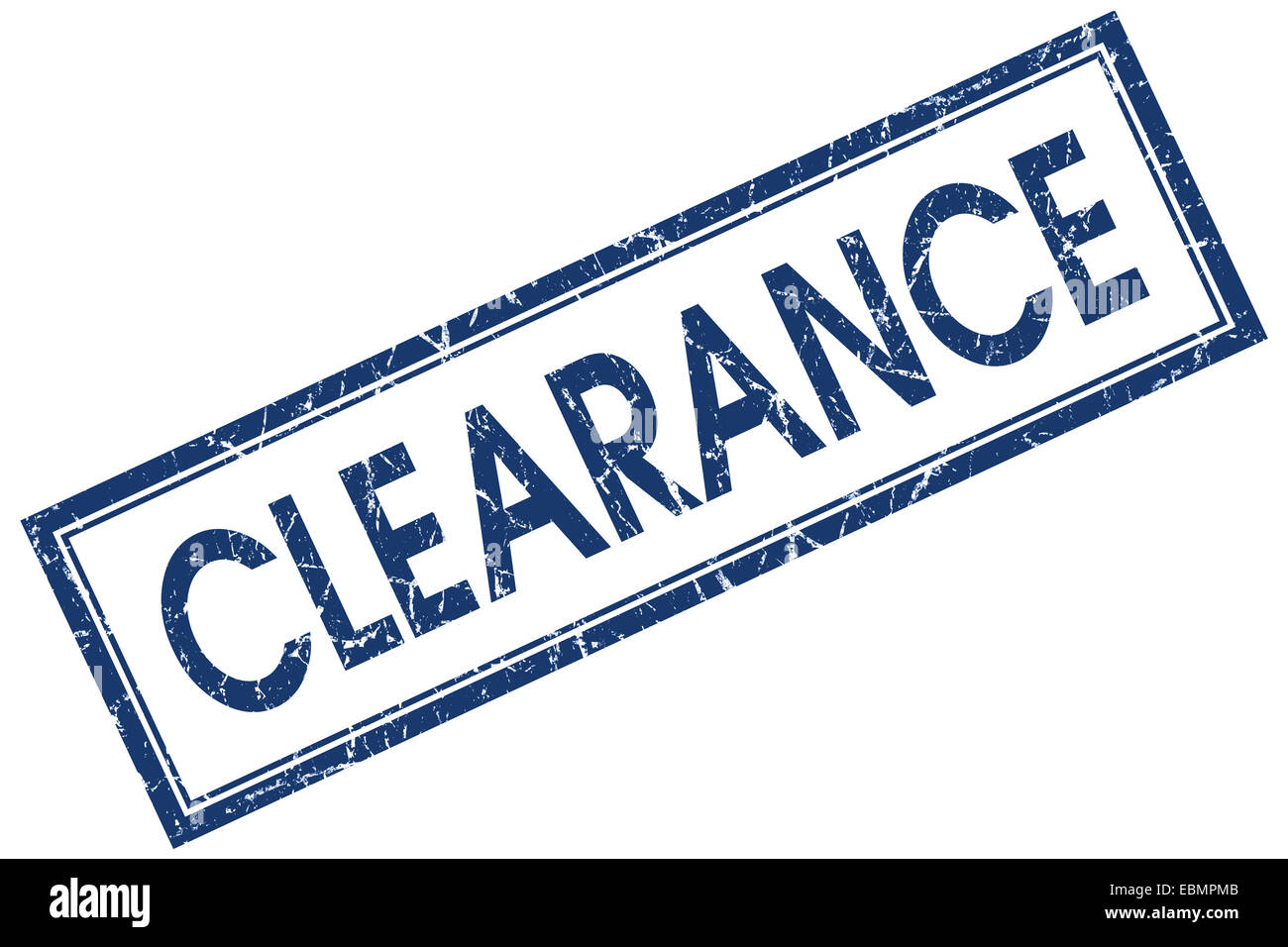 Clearance blue square grungy stamp isolated on white background Stock ...