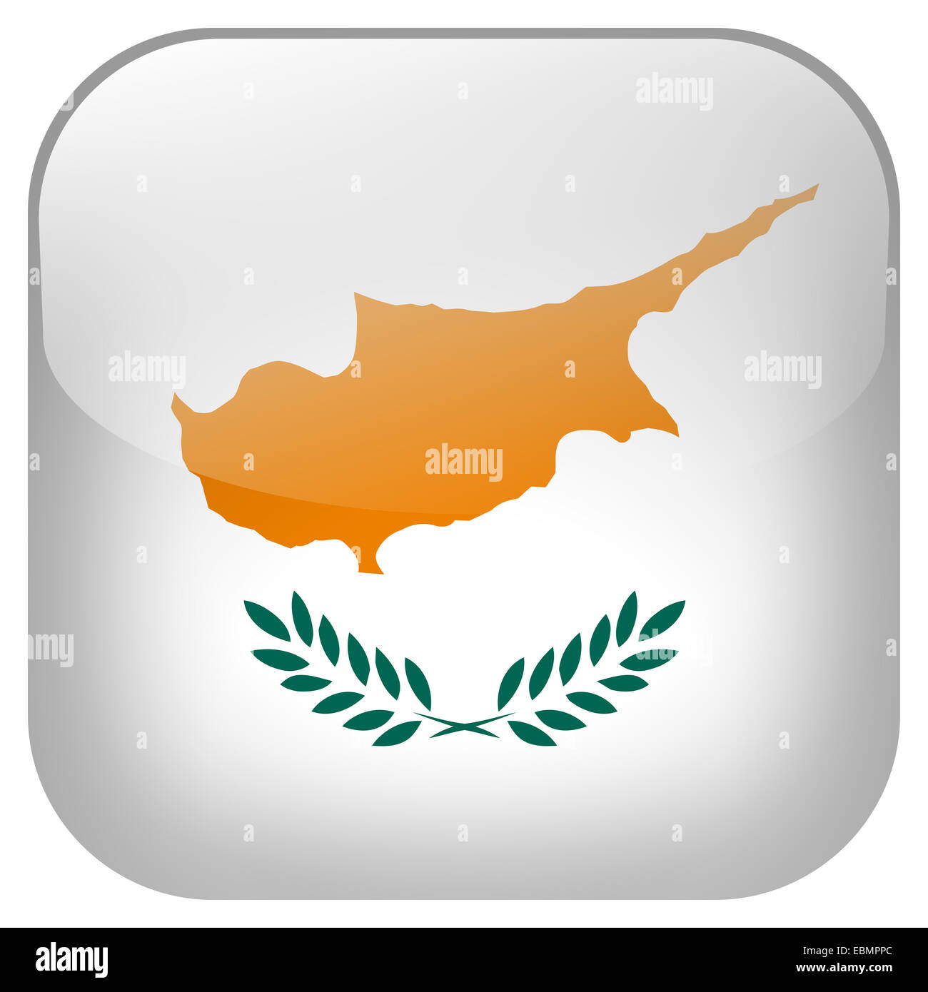 Cyprus national flag square button isolated on white background Stock ...