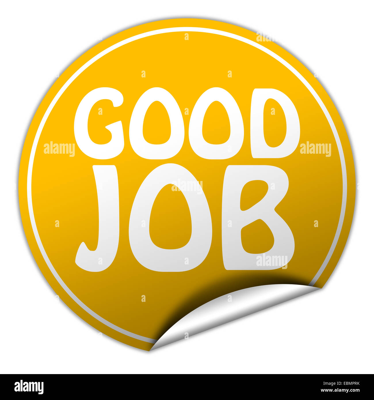 Good job round yellow sticker on white background Stock Photo - Alamy