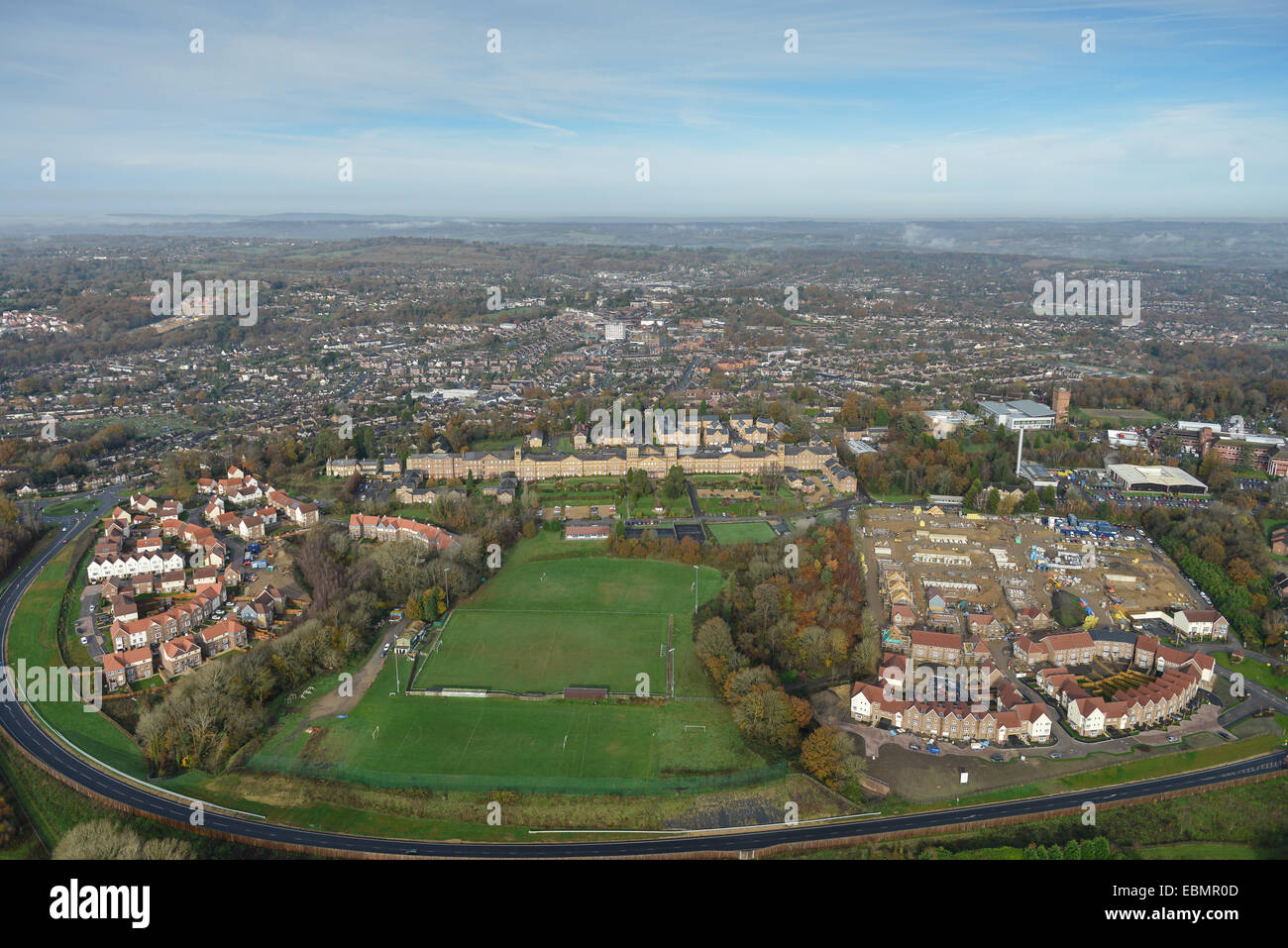 An aerial view of the West Sussex town of Haywards Heath on a sunny day ...