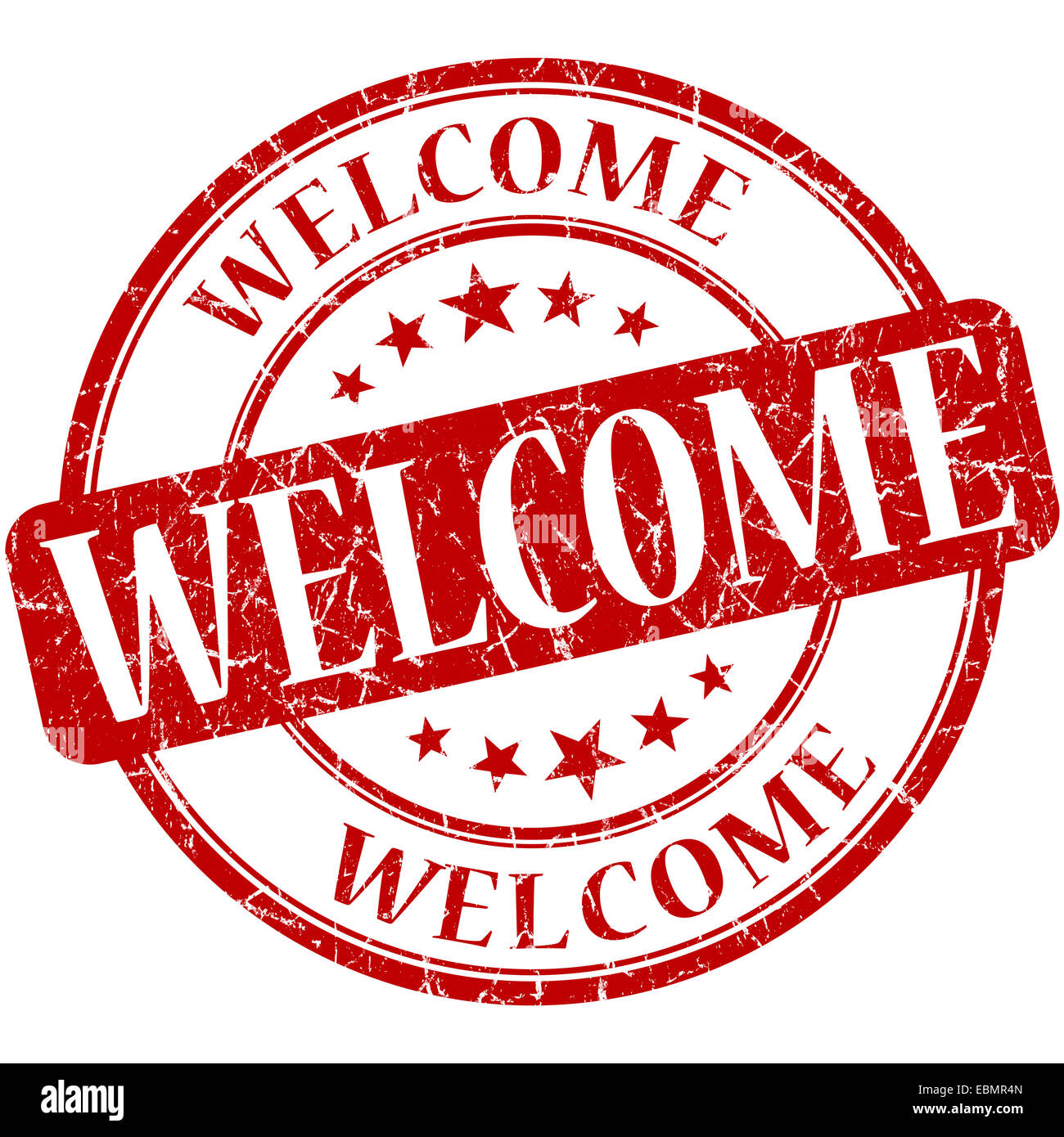 welcome grunge round red stamp Stock Photo - Alamy