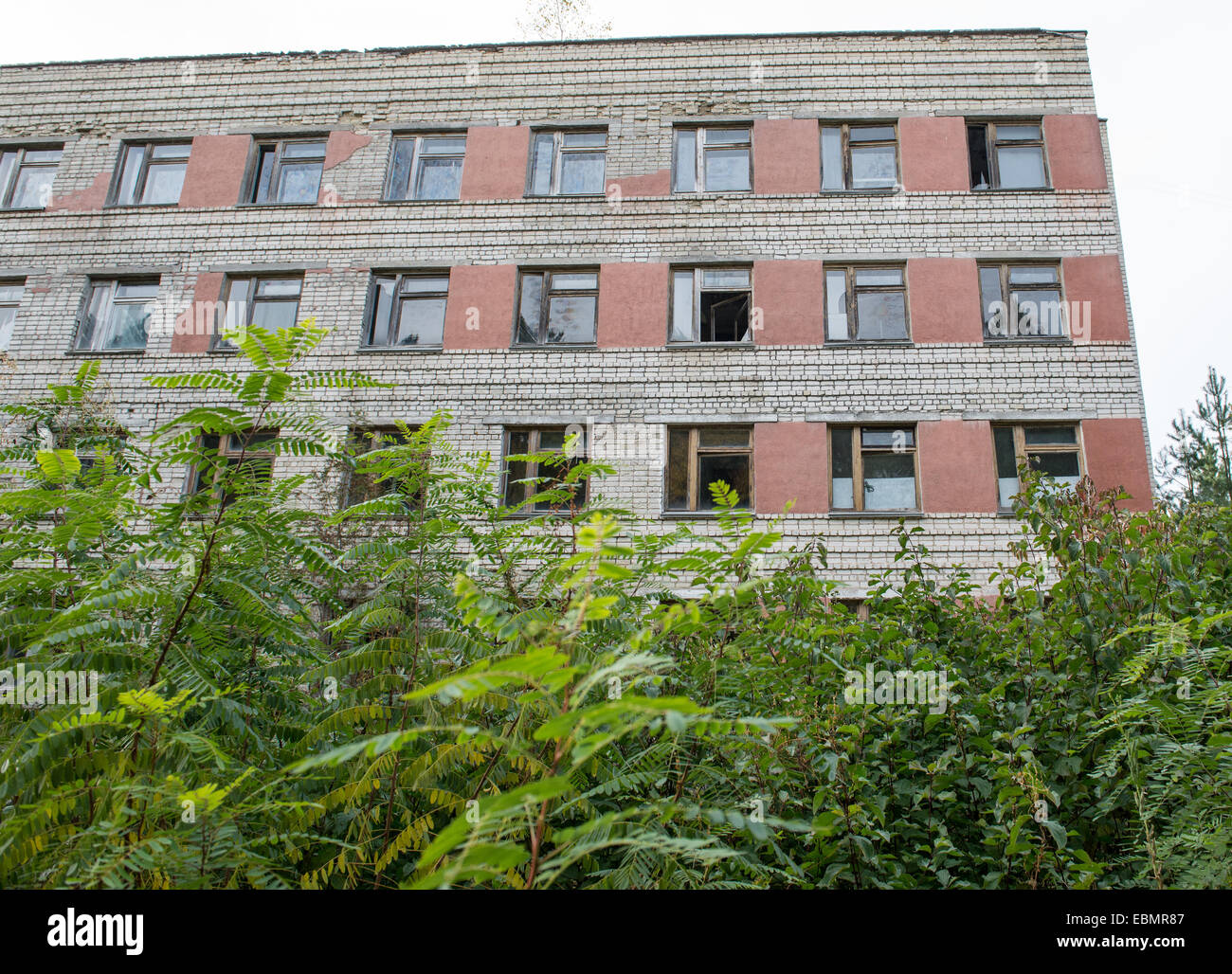 Hotel building in Chernobyl-2 military base next to Duga-3 Soviet radar ...