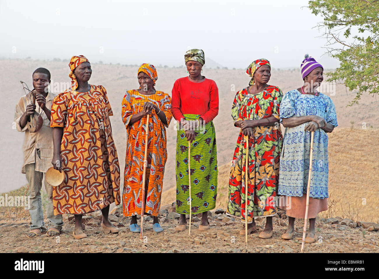 Women wearing typical clothing, Rhumsiki, Far North, Cameroon Stock ...