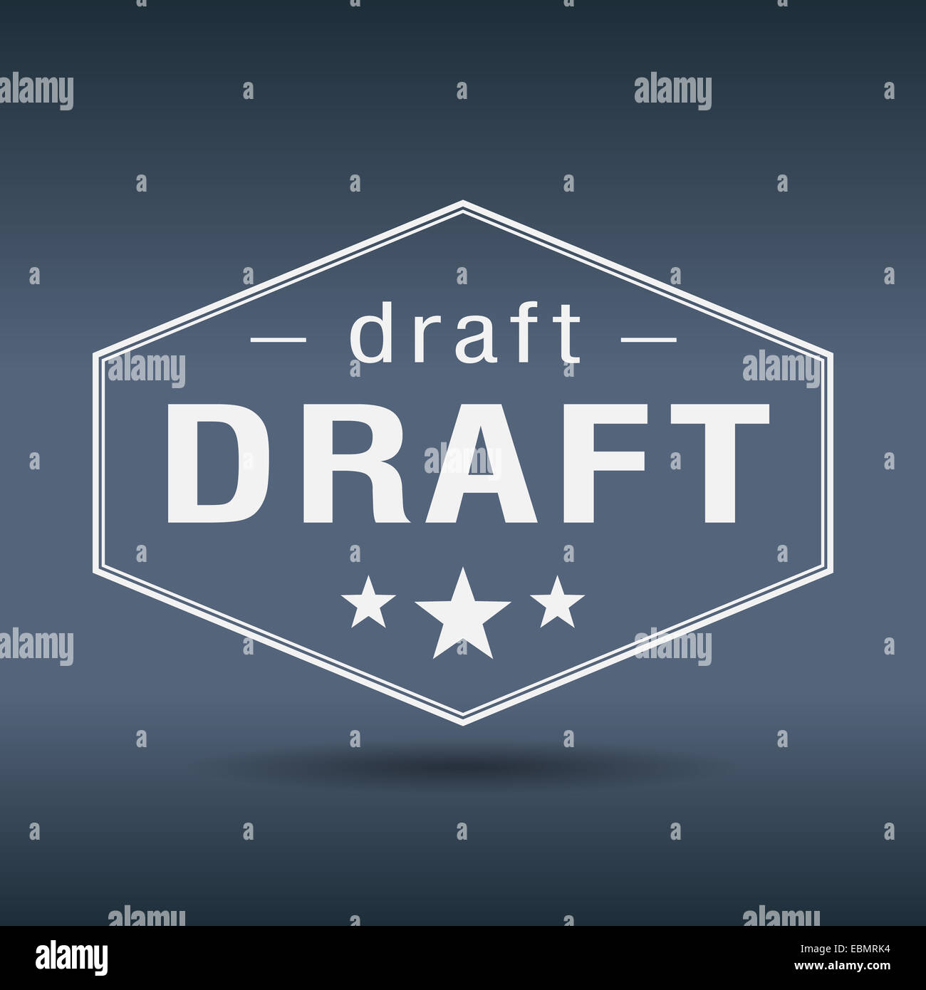 draft hexagonal white vintage retro style label Stock Photo - Alamy
