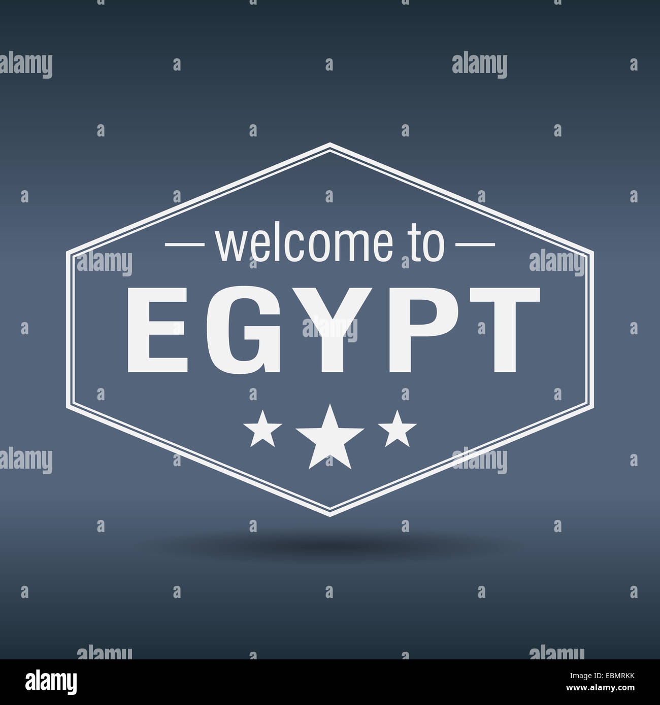 welcome to Egypt hexagonal white vintage label Stock Photo - Alamy