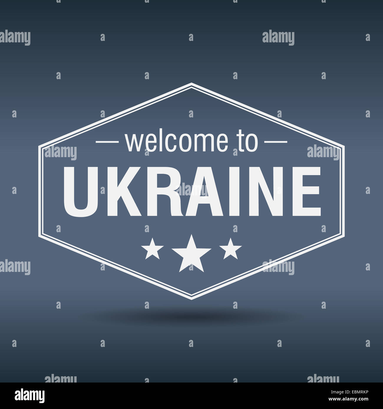 welcome to Ukraine hexagonal white vintage label Stock Photo - Alamy