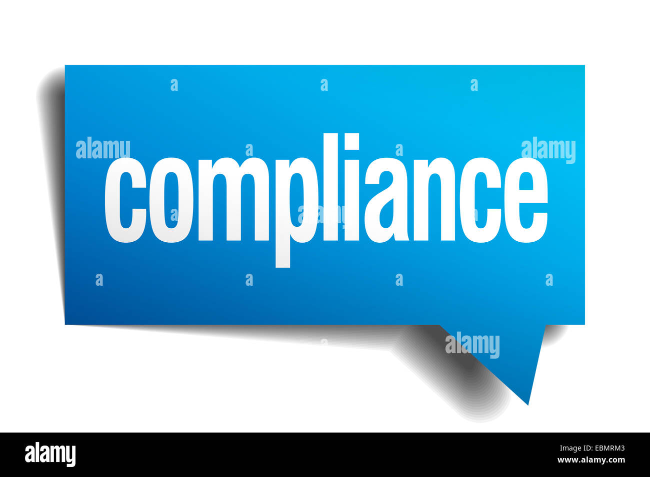 compliance blue 3d realistic paper speech bubble Stock Photo - Alamy