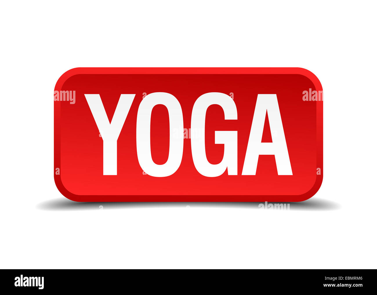 Yoga red 3d square button isolated on white Stock Photo - Alamy