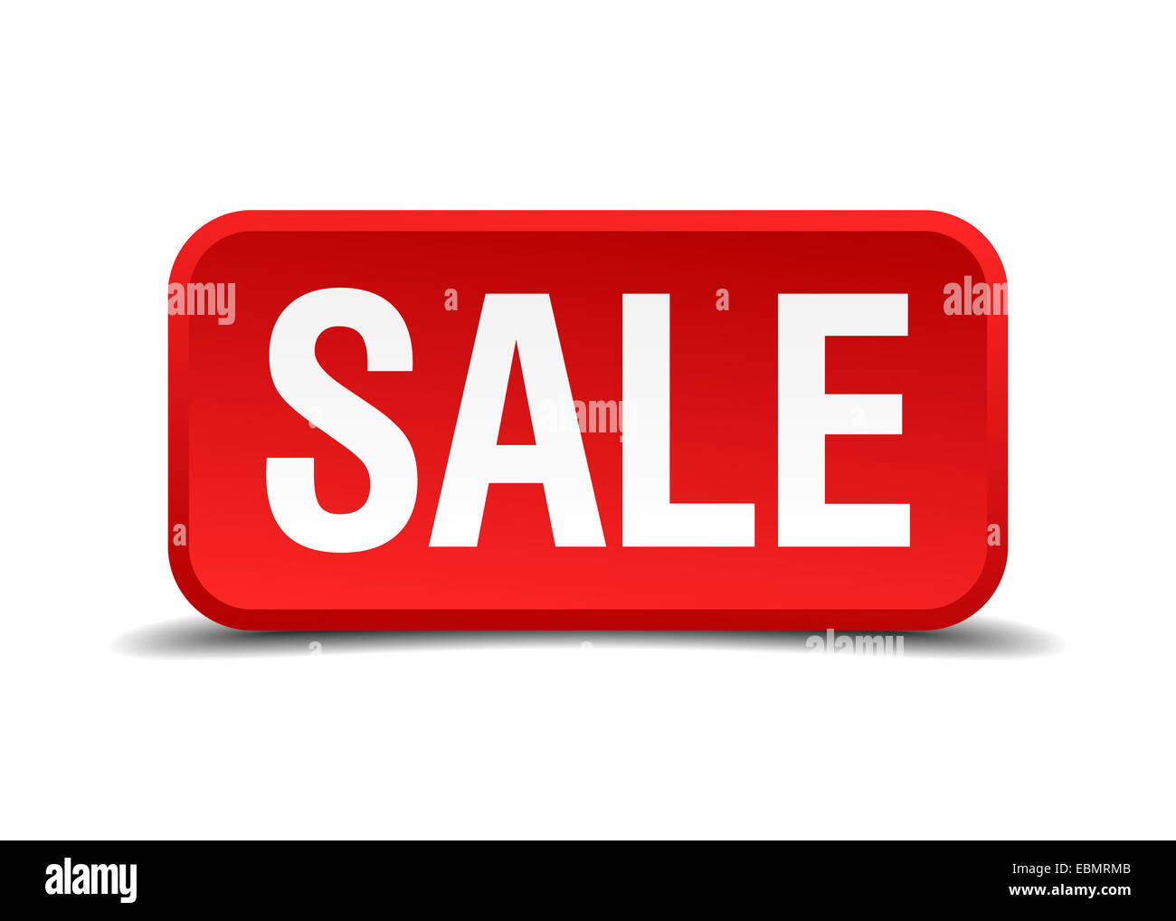 Sale red 3d square button isolated on white Stock Photo - Alamy