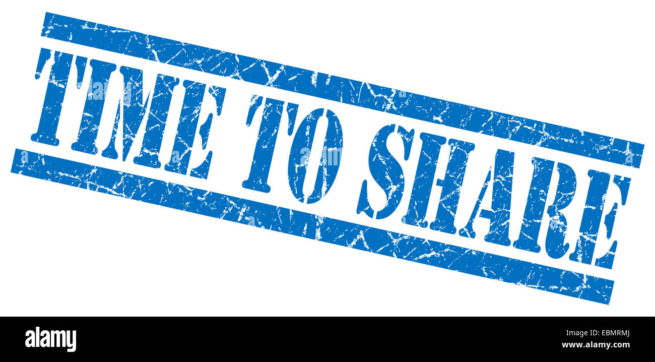 time to share blue square grunge textured isolated stamp Stock Photo ...