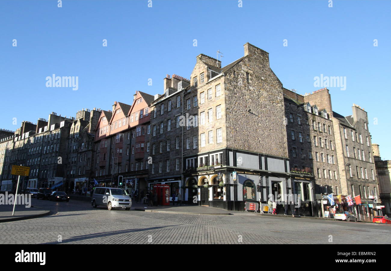 Road junction on Royal Mile Edinburgh Scotland November 2014 Stock ...