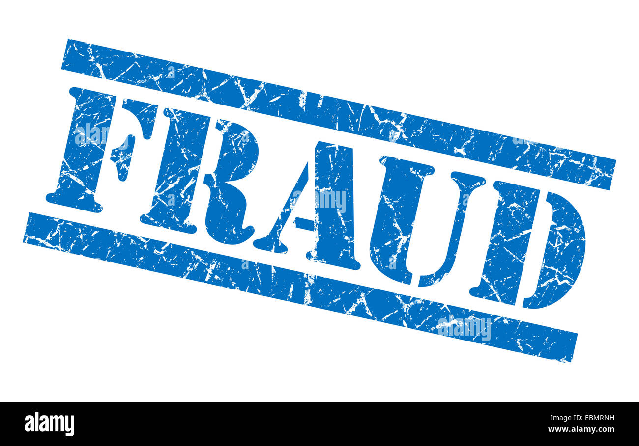 fraud blue grungy stamp isolated on white background Stock Photo - Alamy