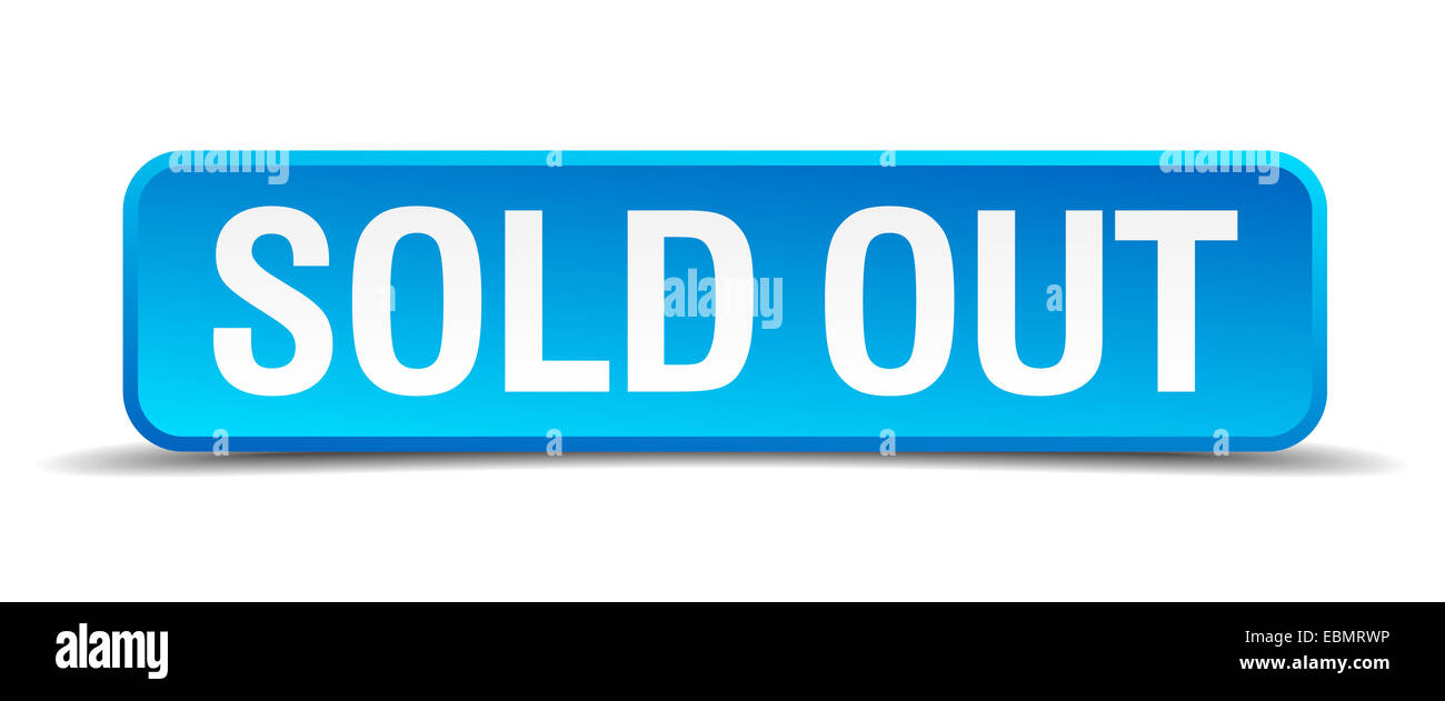Sold out blue 3d realistic square isolated button Stock Photo - Alamy