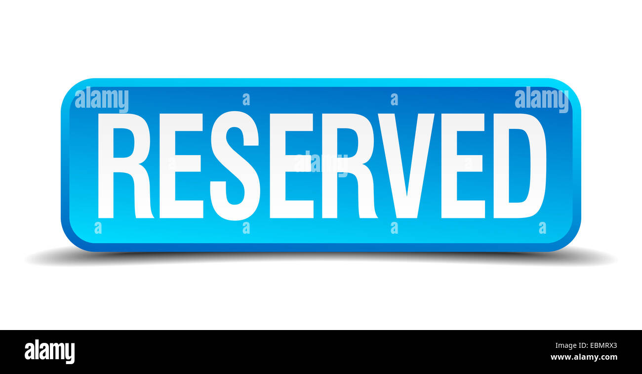 Reserved blue 3d realistic square isolated button Stock Photo - Alamy