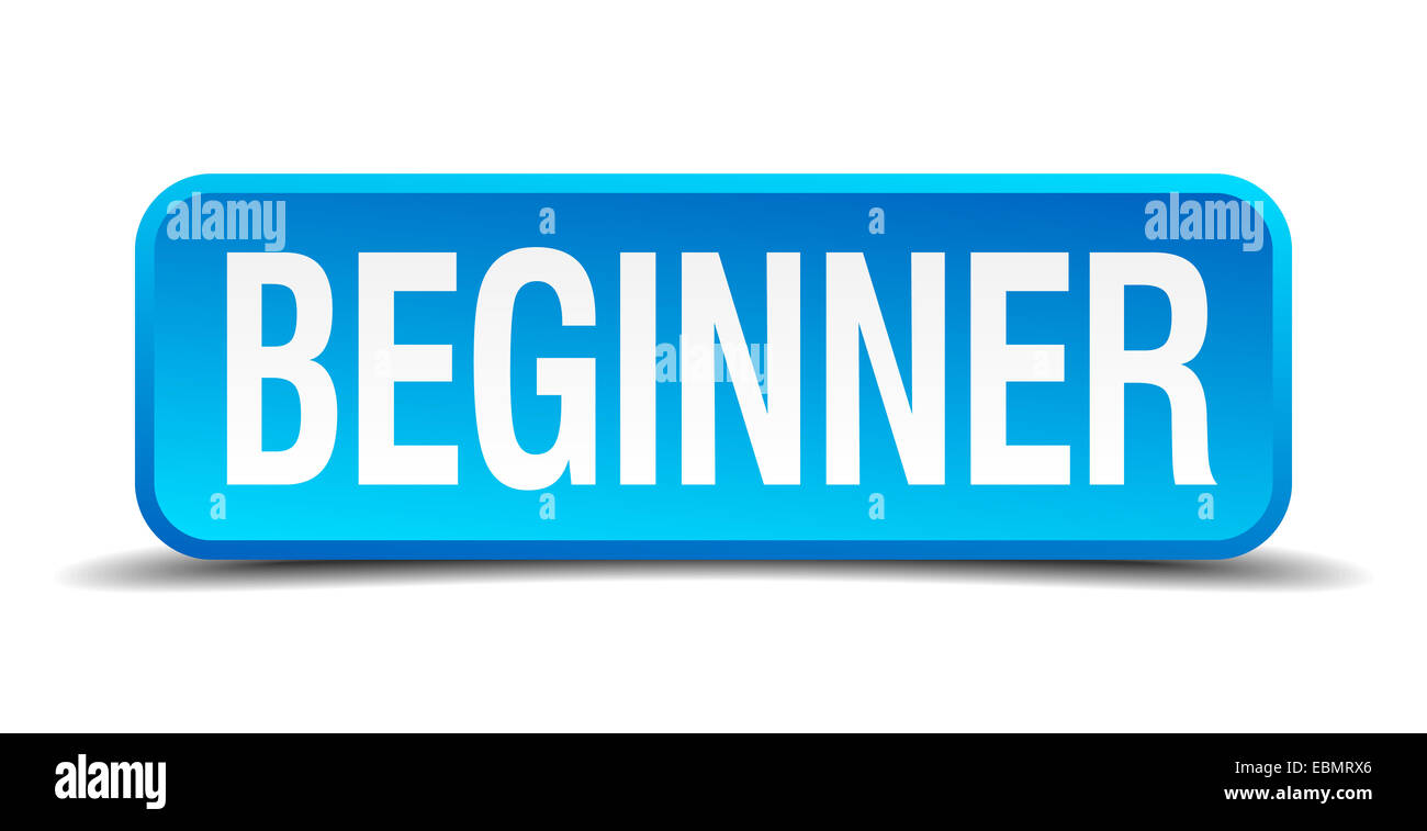 beginner blue 3d realistic square isolated button Stock Photo - Alamy