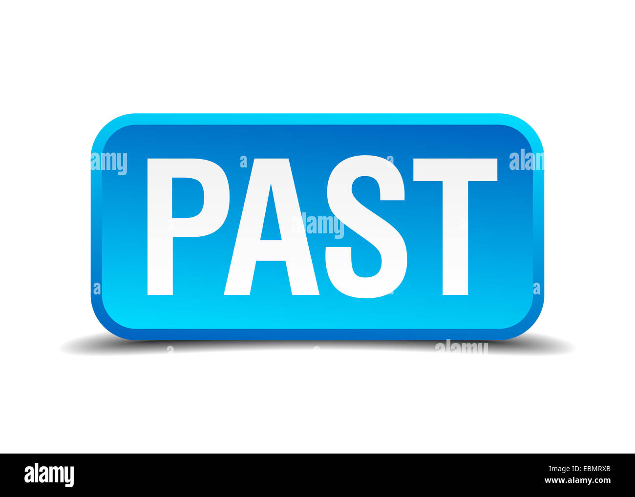 Past blue 3d realistic square isolated button Stock Photo - Alamy