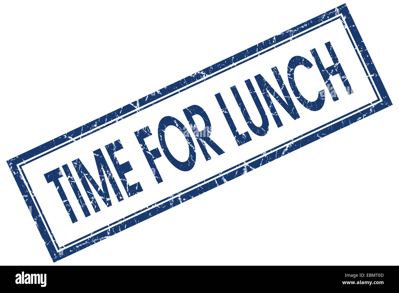 Time for lunch blue square grungy stamp isolated on white background ...