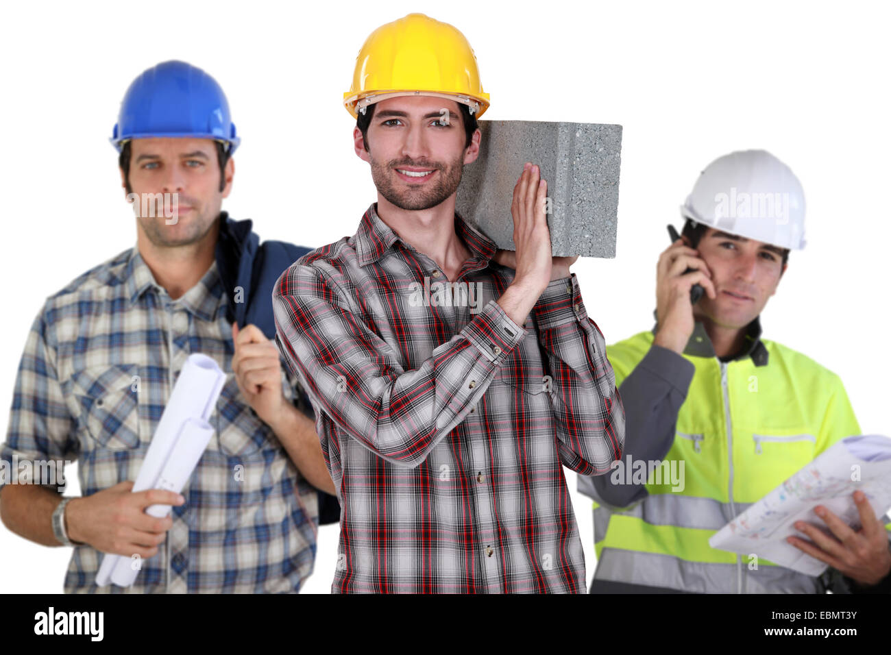 Three construction workers Stock Photo - Alamy