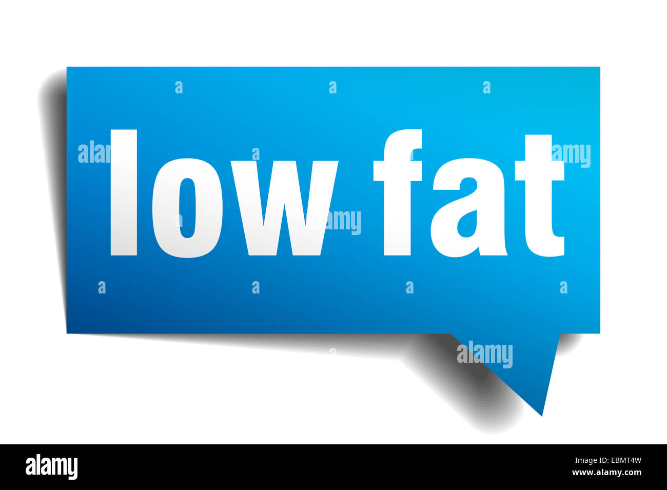 Low fat blue 3d realistic paper speech bubble isolated on white Stock ...