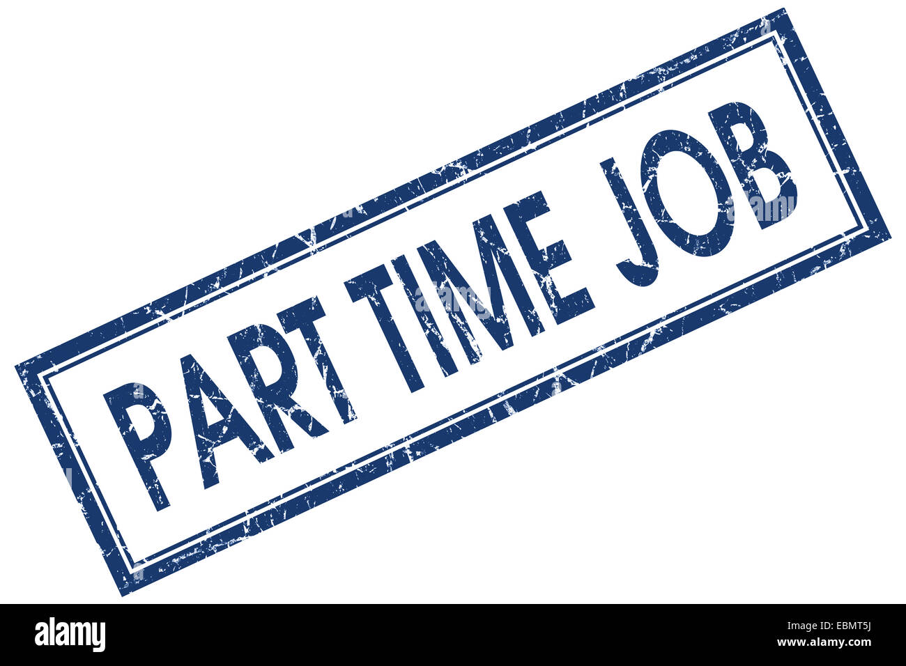 Part time job blue square grungy stamp isolated on white background ...