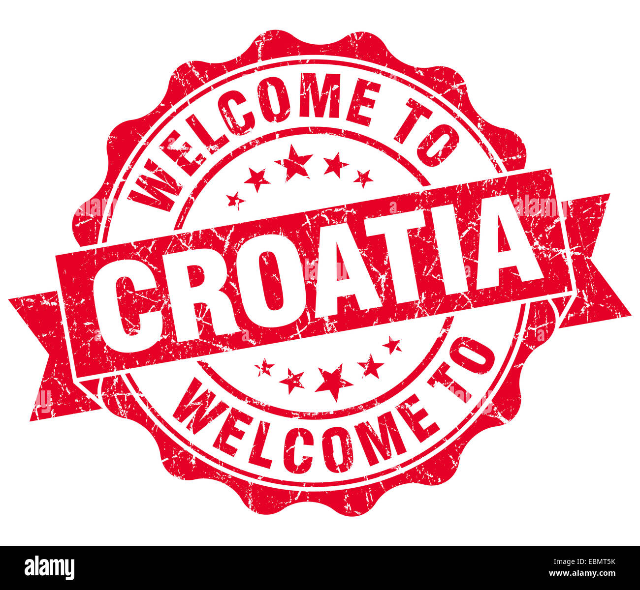 Welcome to Croatia red grungy vintage isolated seal Stock Photo - Alamy