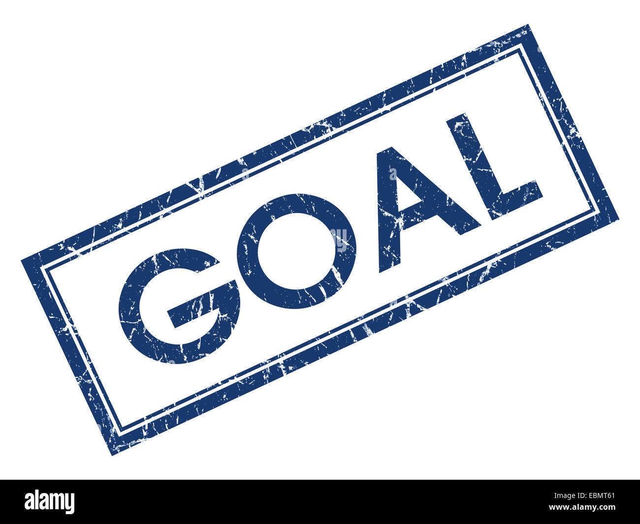 Goal blue square grungy stamp isolated on white background Stock Photo ...
