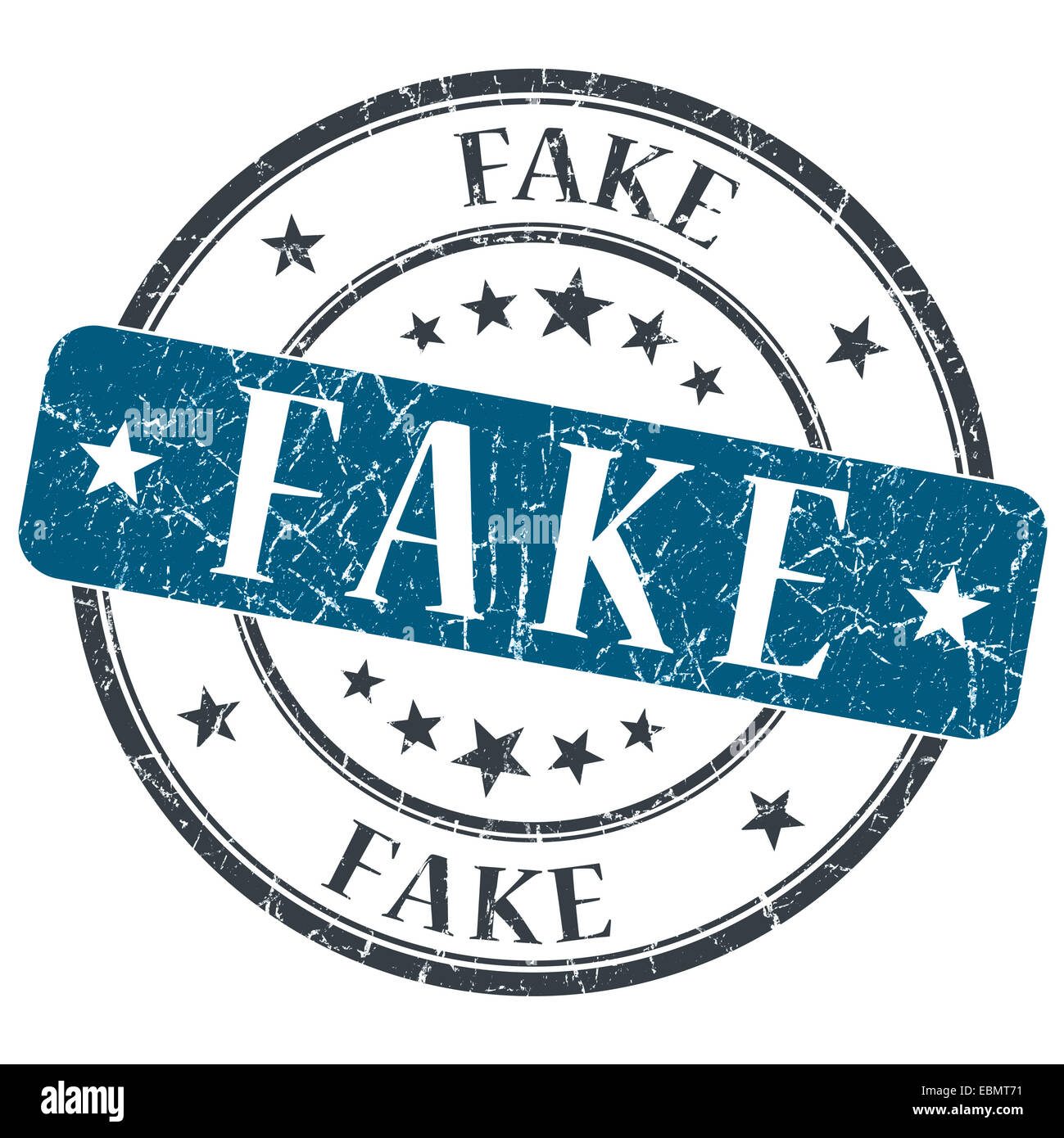 Fake blue round grungy stamp isolated on white background Stock Photo ...