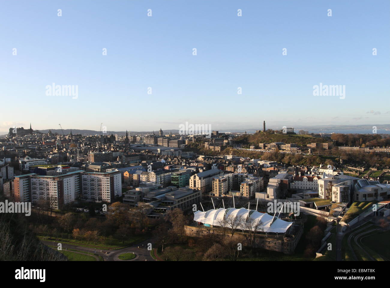 Edinburgh Cityscape including Dynamic Earth Scottish Parliament and ...