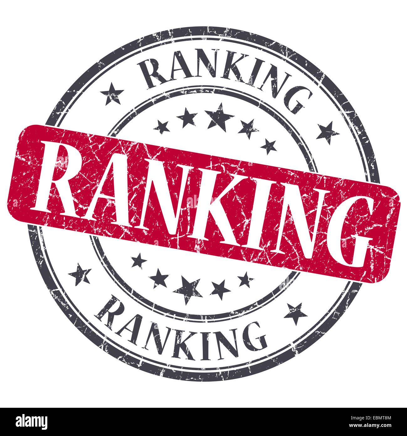Ranking red grunge round stamp on white background Stock Photo - Alamy
