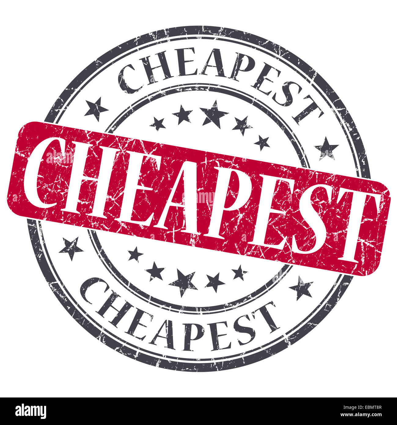 Cheapest red grunge round stamp on white background Stock Photo - Alamy