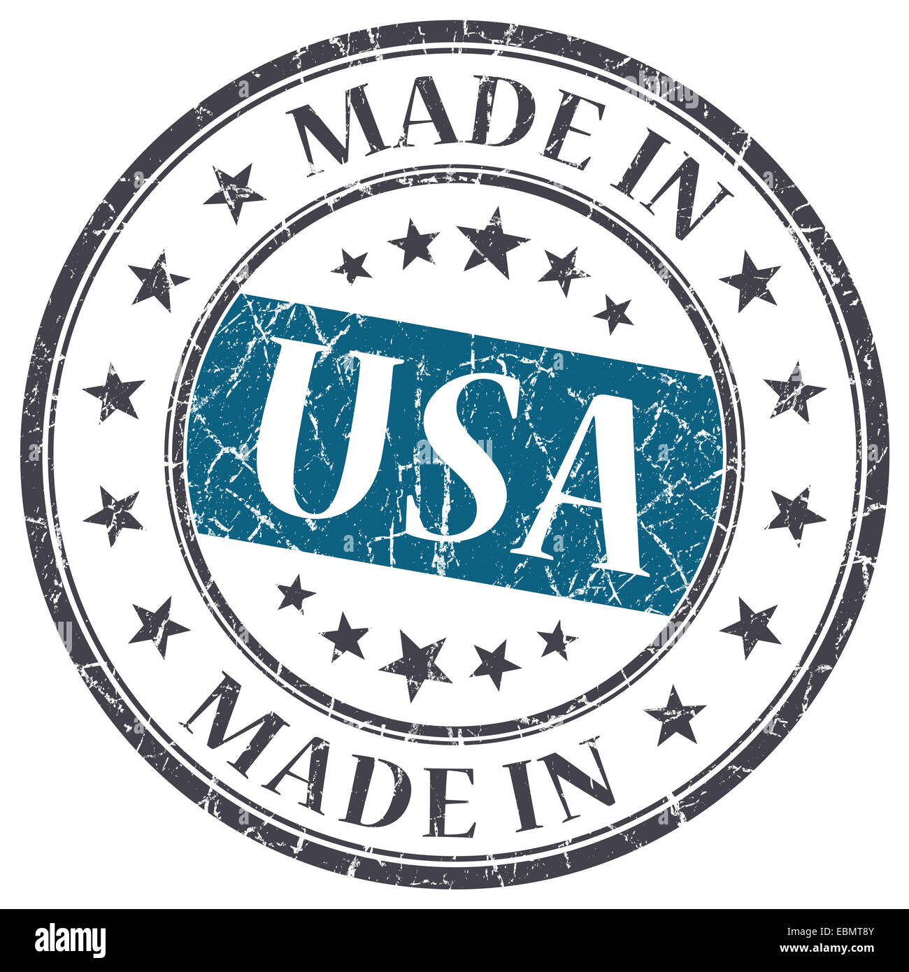 made in USA blue grunge round stamp isolated on white background Stock ...