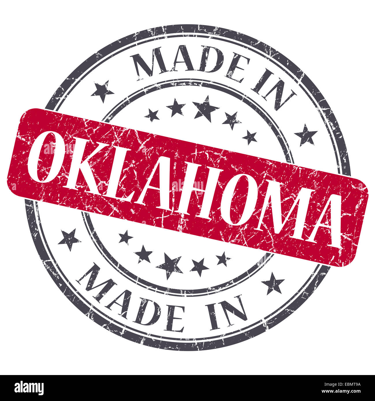 made in Oklahoma red round grunge isolated stamp Stock Photo - Alamy