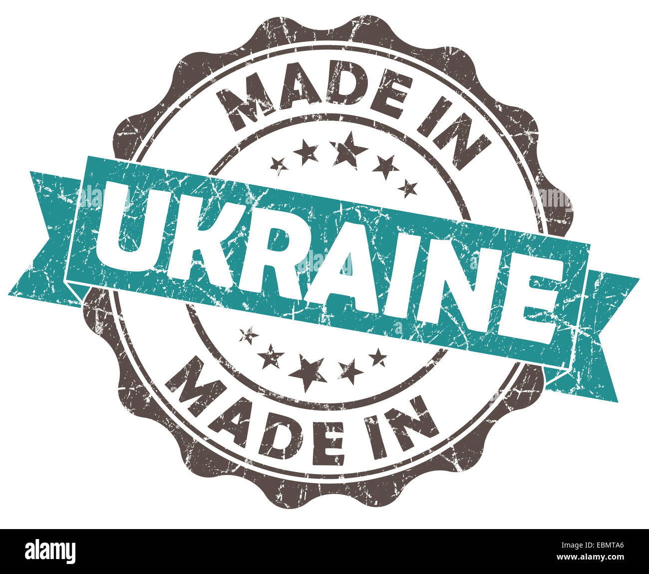 made in ukraine turquoise grunge seal isolated on white background ...