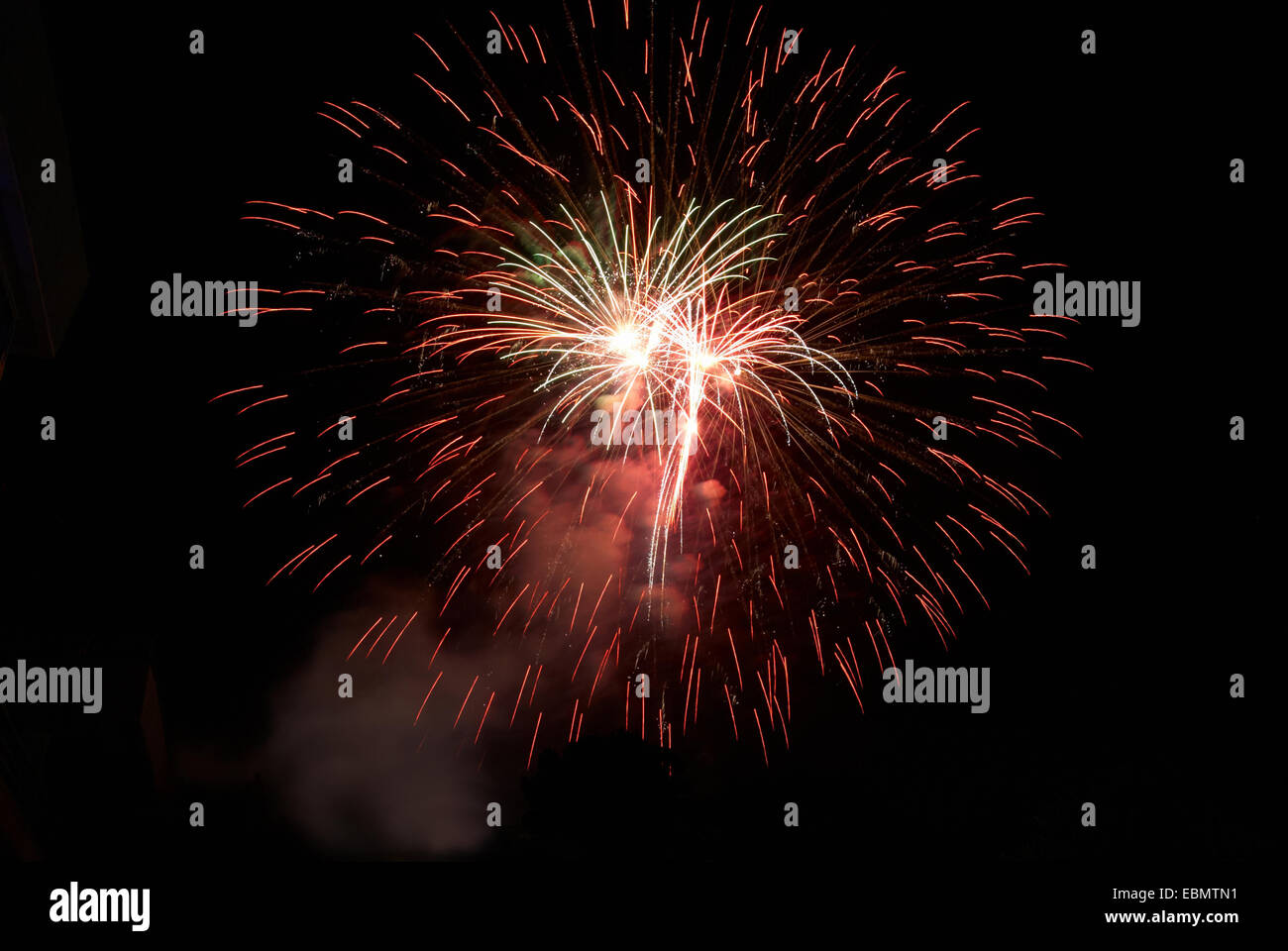 Colorful fireworks on the black sky background Stock Photo - Alamy