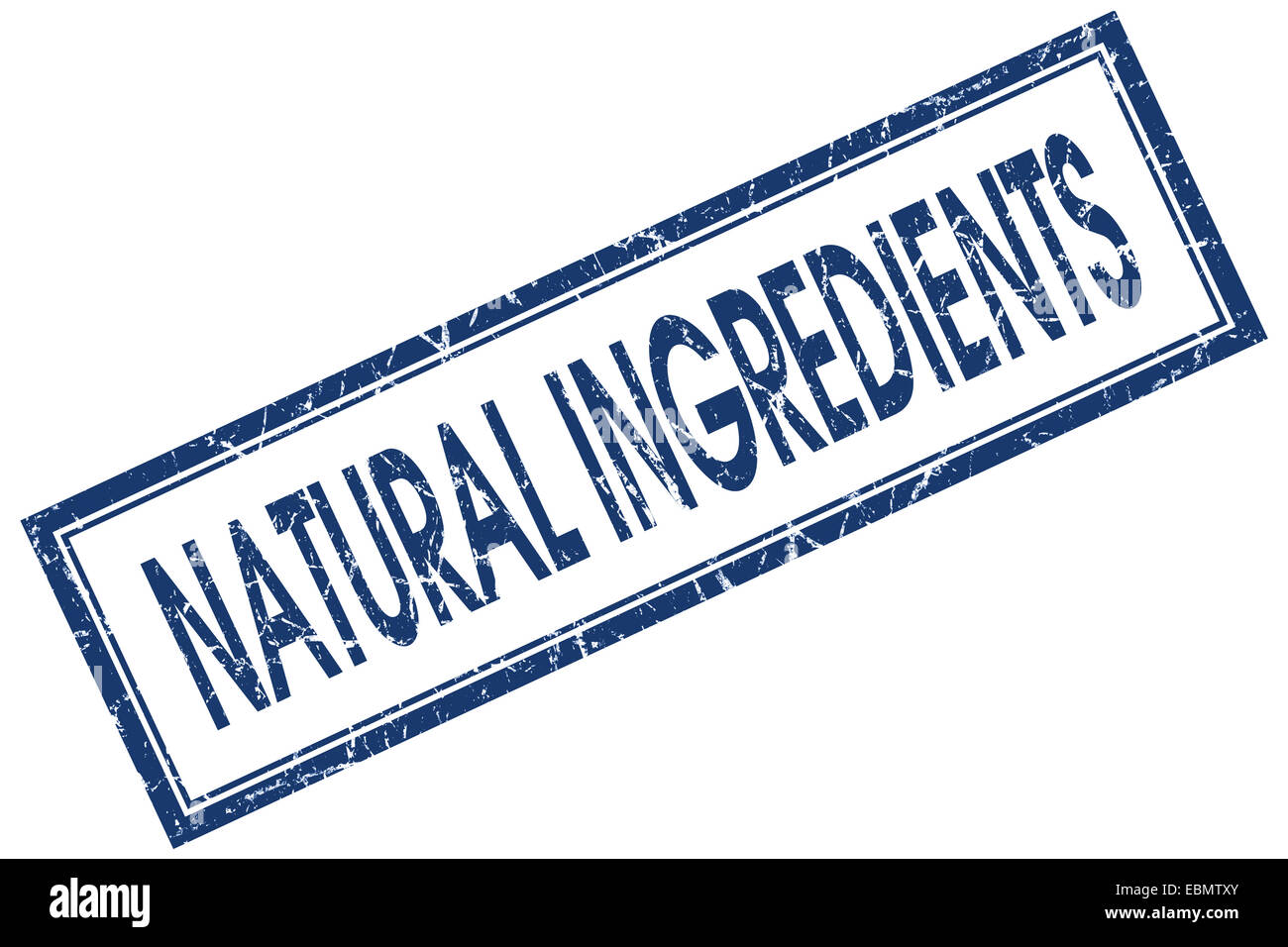 natural ingredients blue square stamp isolated on white background ...
