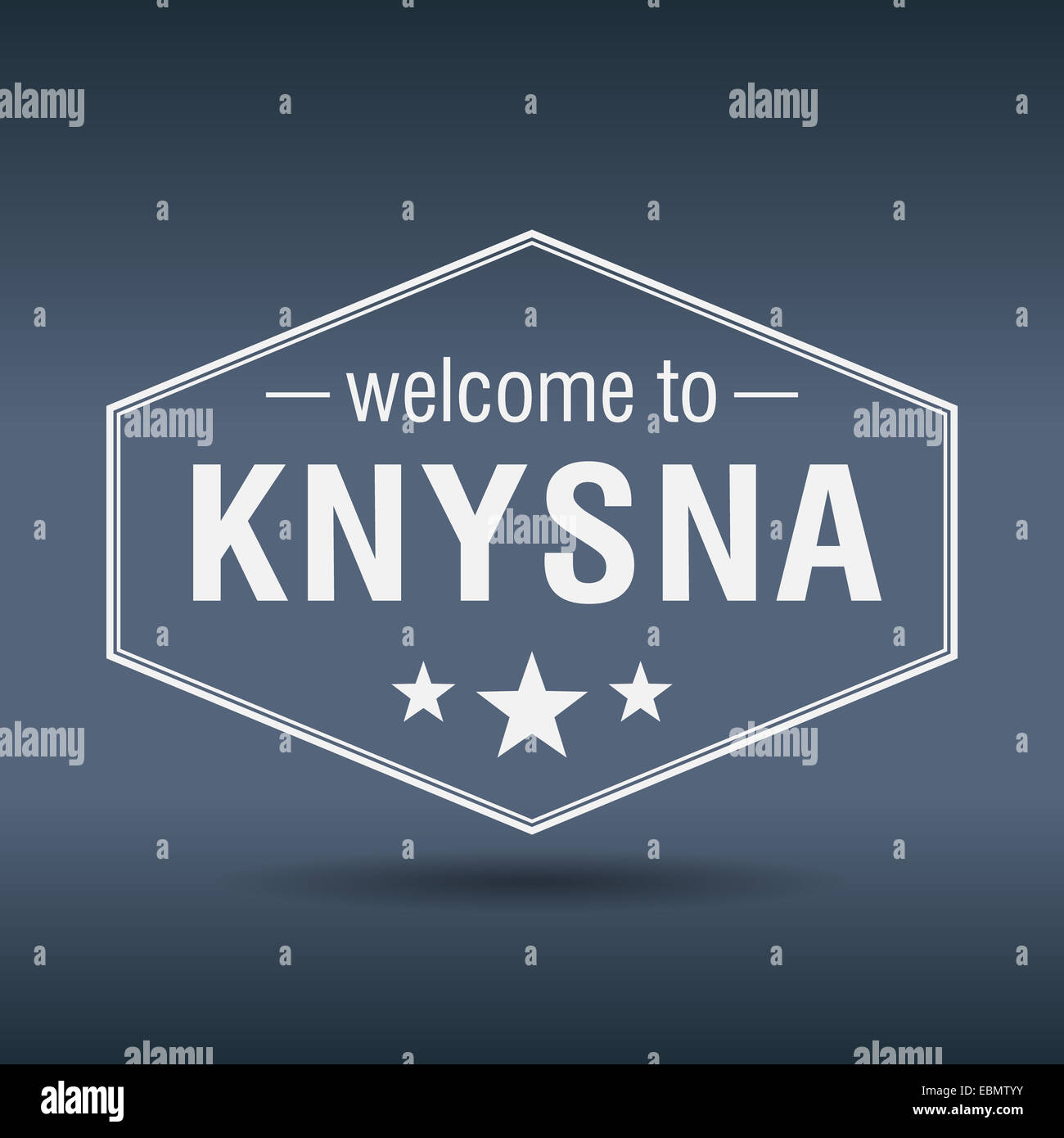 welcome to Knysna hexagonal white vintage label Stock Photo - Alamy