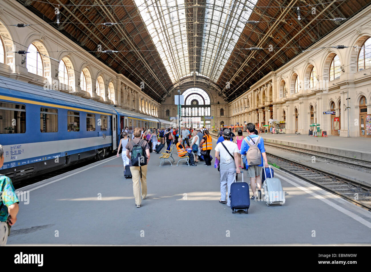 Budapest, Hungary. Keleti Palyaudvar railway station and passengers ...