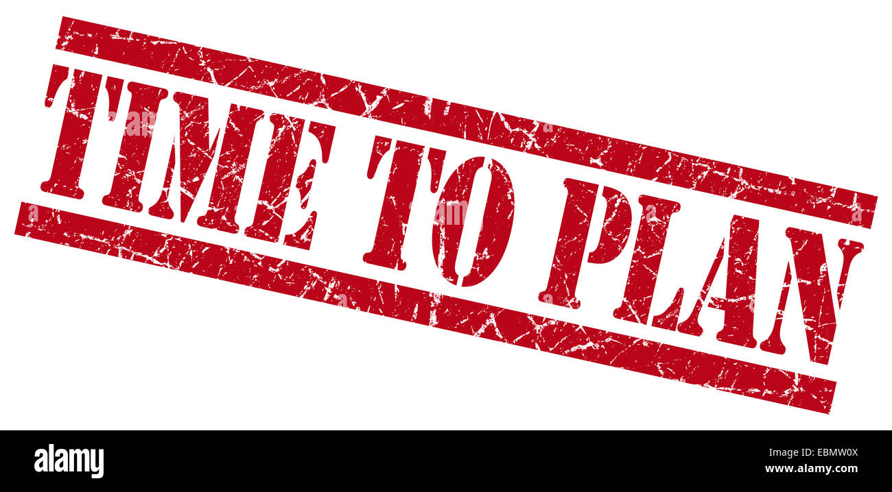 time to plan red square grunge textured isolated stamp Stock Photo - Alamy