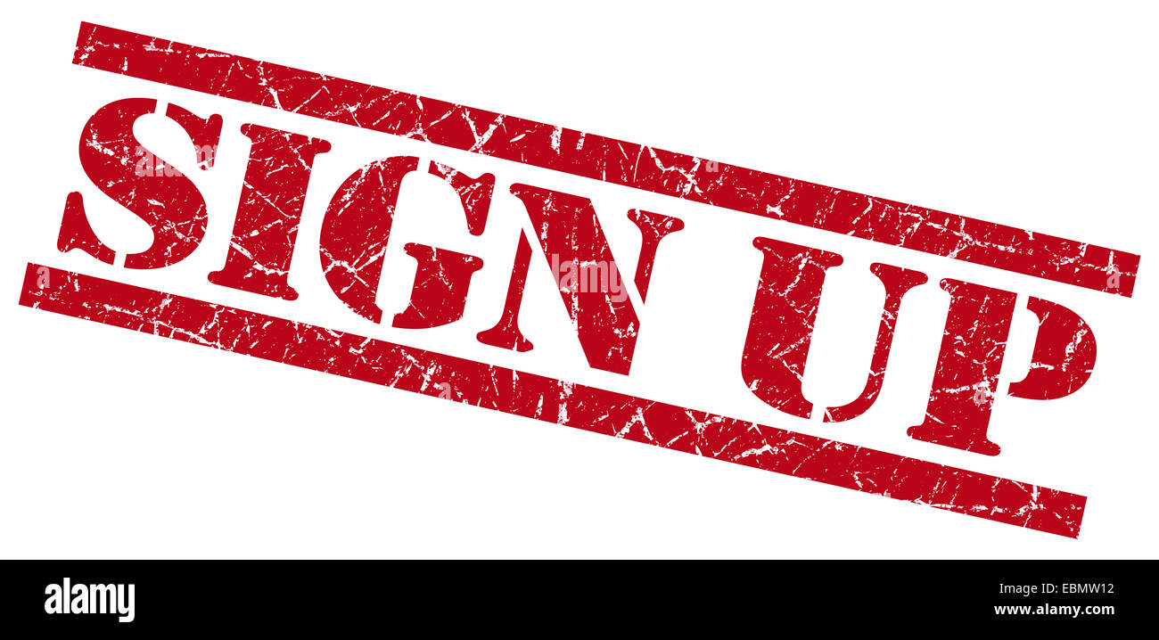 sign up red square grunge textured isolated stamp Stock Photo - Alamy