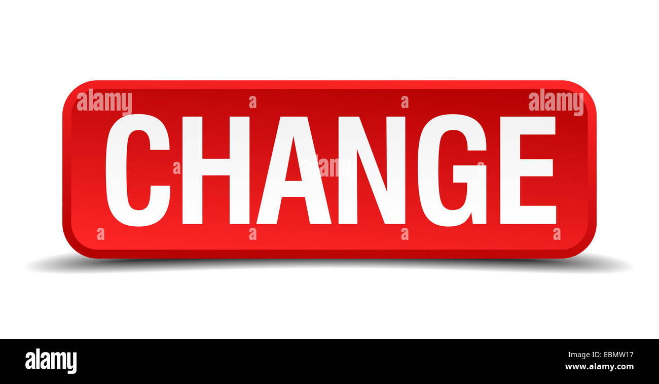 change red 3d square button on white background Stock Photo - Alamy