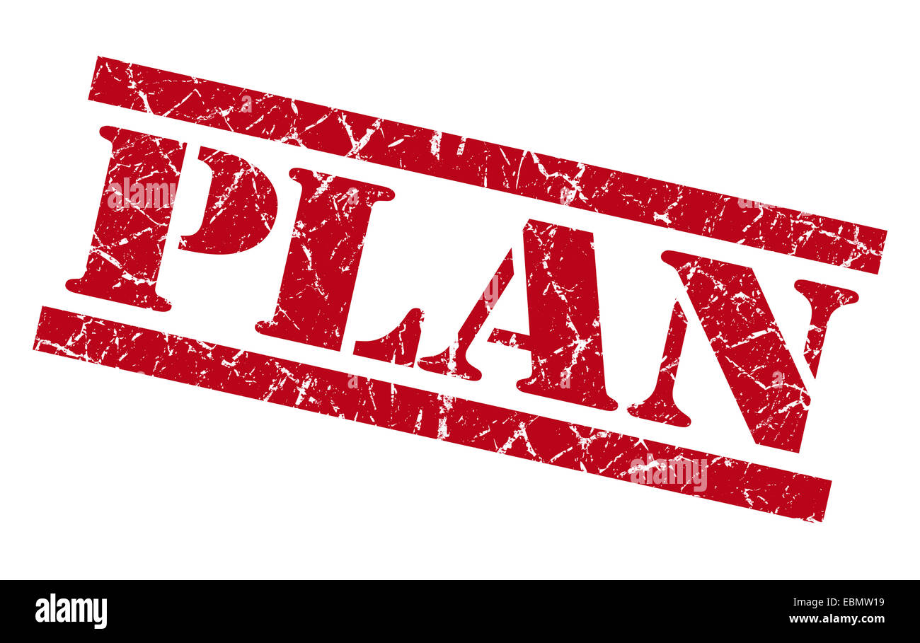 plan red grunge stamp isolated on white Stock Photo - Alamy