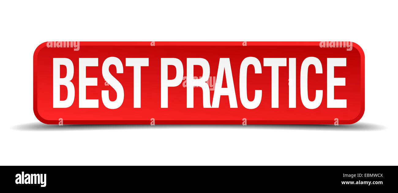 best practice red three-dimensional square button isolated on white ...