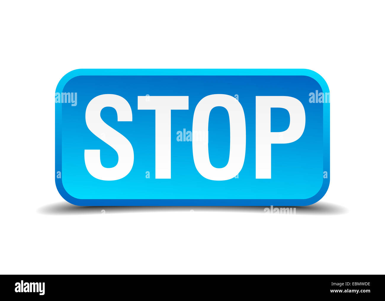 Stop blue 3d realistic square isolated button Stock Photo - Alamy