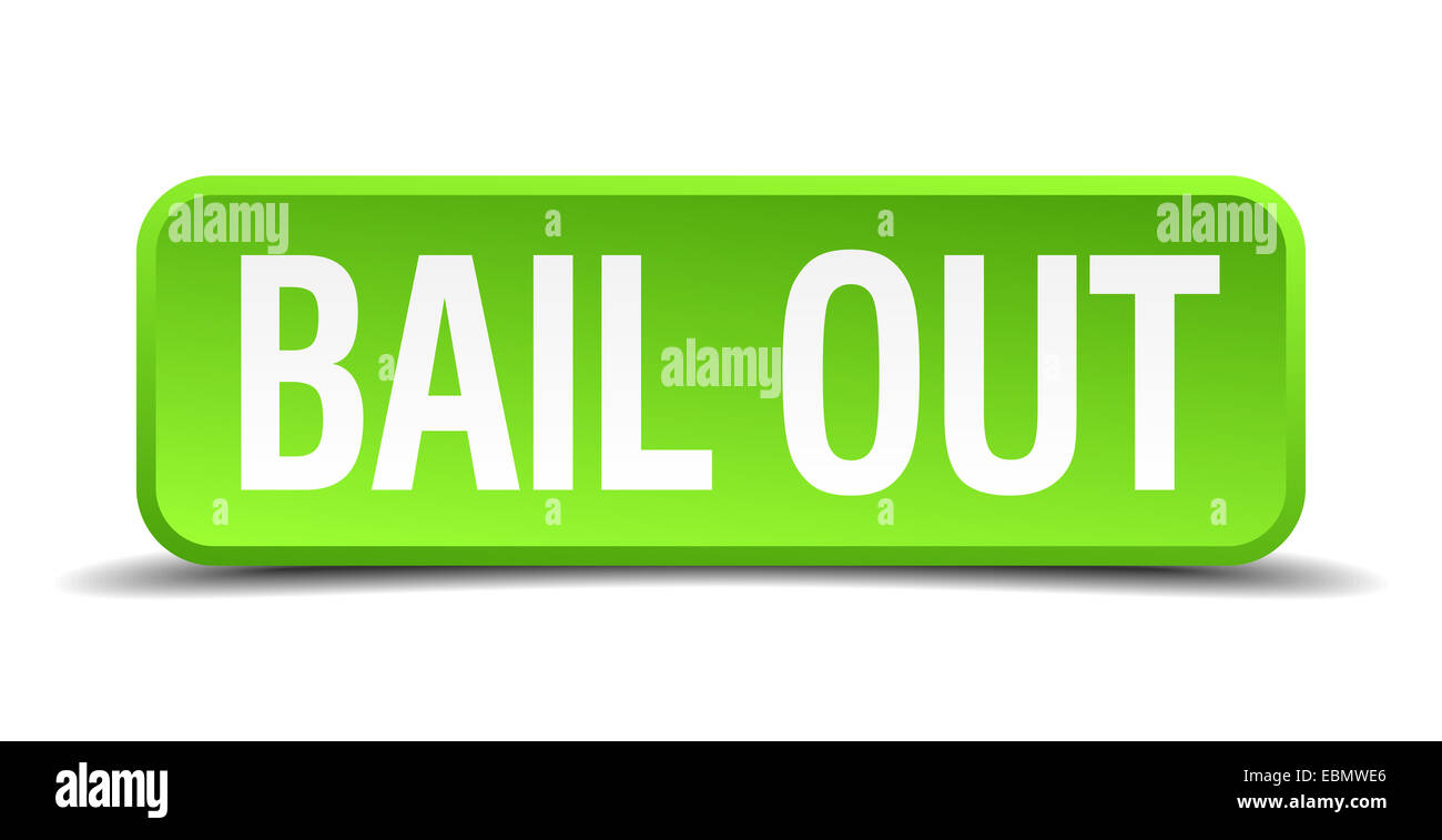 bail out green 3d realistic square isolated button Stock Photo - Alamy