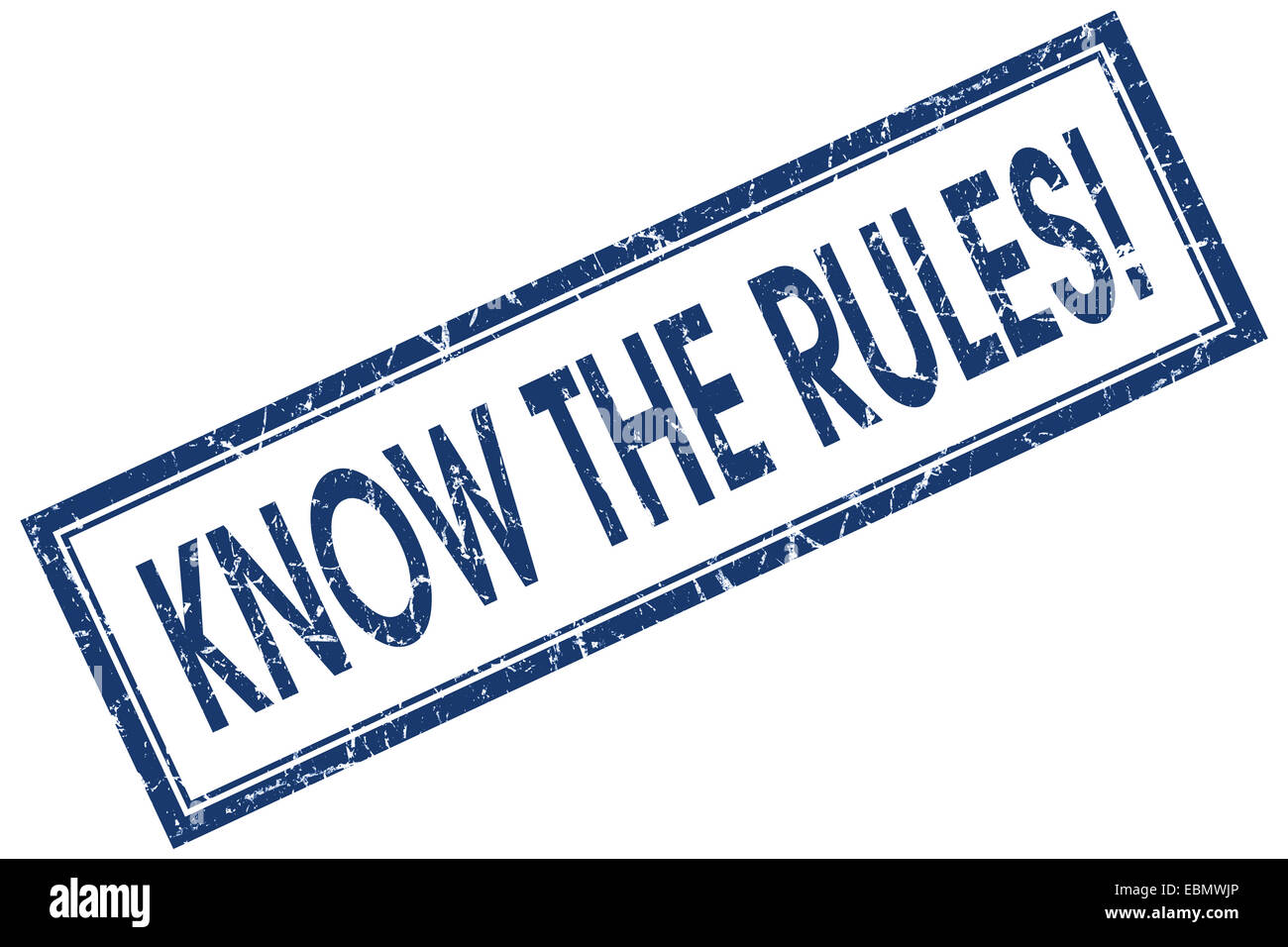 Know the rules blue square grungy stamp isolated on white background ...