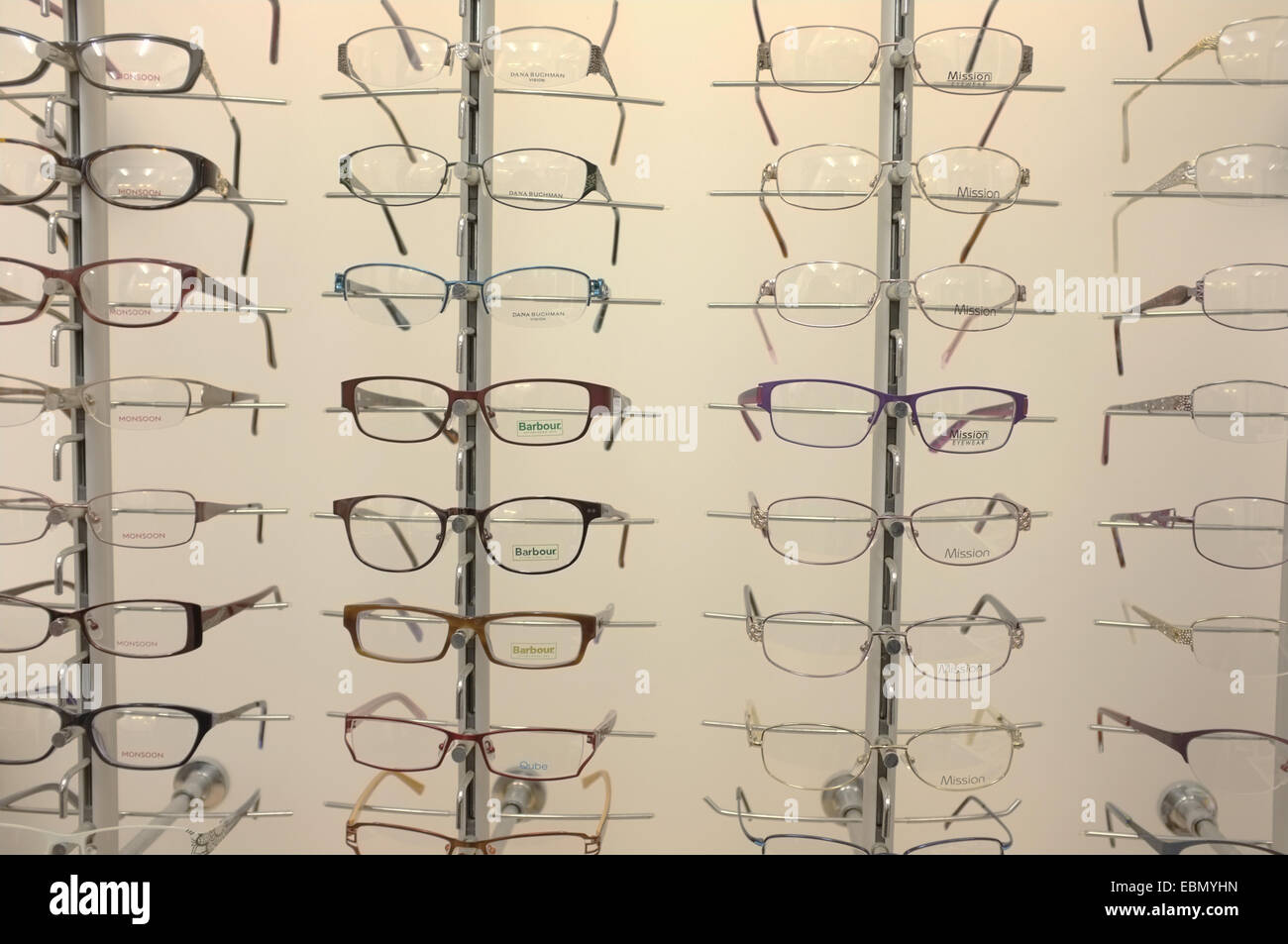 A selection of glasses in an opticians Stock Photo - Alamy