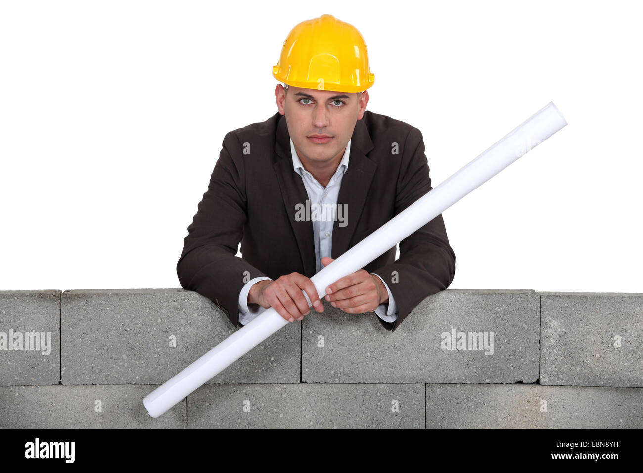 Architect with plans Stock Photo - Alamy