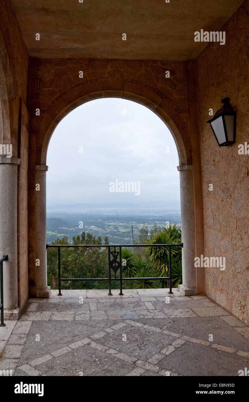 Santuari de Cura in Randa, Majorca, Spain - February 9 2013: Palma view ...