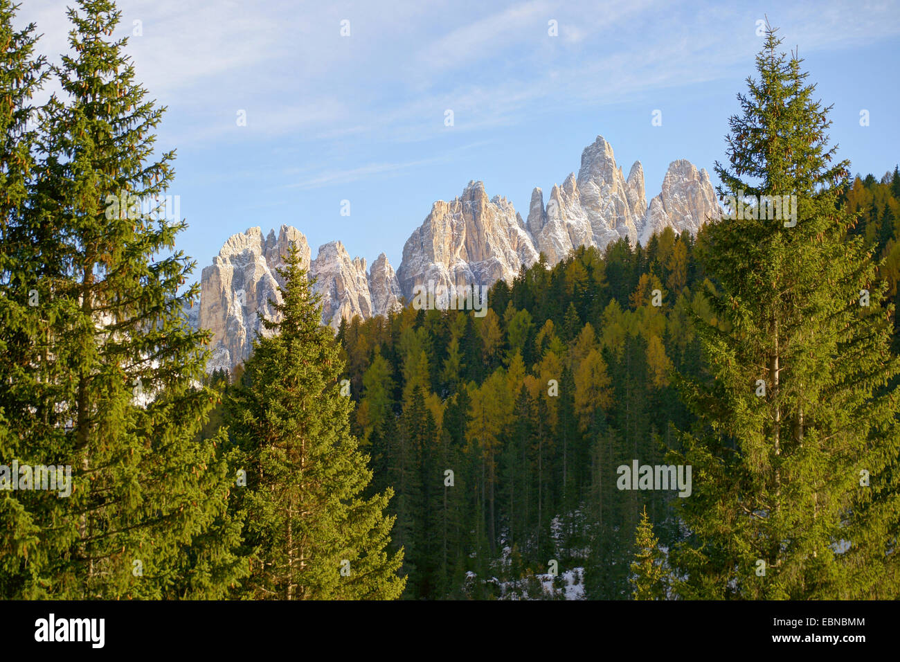 dolomite summit of the Croda da Lago group, Italy, South Tyrol ...