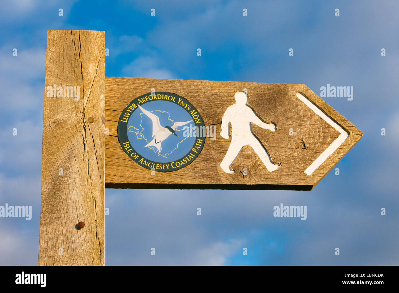 Isle of Anglesey Coastal Path sign with walking man and logo ...